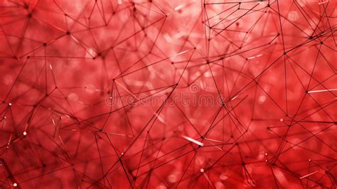 Abstract Red Background With Connecting Lines And Dots Network