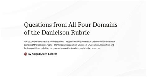 Questions From All Four Domains Of The Danielson Rubric