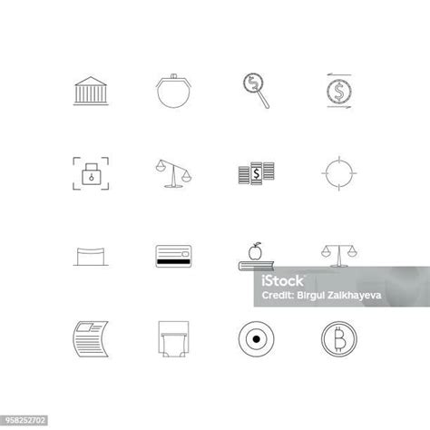 은행 금융 및 돈을 선형 얇은 아이콘 설정 합니다 간단한 벡터 아이콘 설명 0명에 대한 스톡 벡터 아트 및 기타 이미지 0명