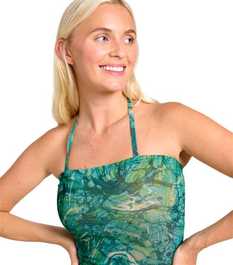 Santorini Womens Tan Through Tube Swimsuit Swimwear Kiniki