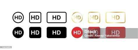 Hd 아이콘 세트입니다 다양한 스타일 검정 빨강 금 Hd 비디오 품질의 아이콘 집합입니다 벡터 아이콘 개선에 대한 스톡 벡터 아트 및 기타 이미지 Istock