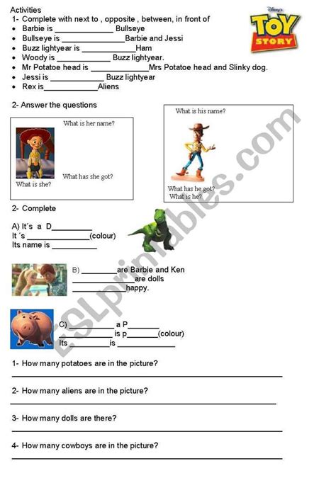 Toy Story 3 Activities Esl Worksheet By Mariaelisa2010