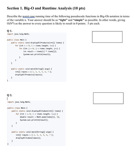 Solved Section 1 Big O And Runtime Analysis 10 Pts