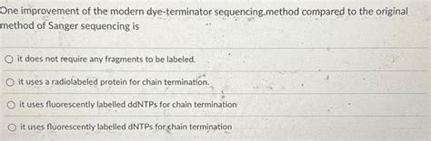 Solved One Improvement Of The Modern Dye Terminator