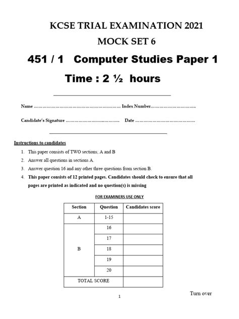 Computer Paper 1 Pdf Computing Computer Science