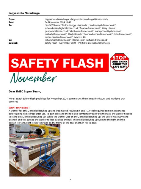 Safety Flash Nov 2024 Pdf Safety Occupational Safety And Health