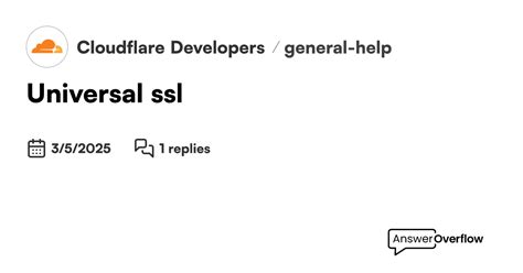 Universal Ssl Cloudflare Developers