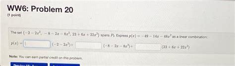 Solved WW Problem Point The Set X Chegg Com