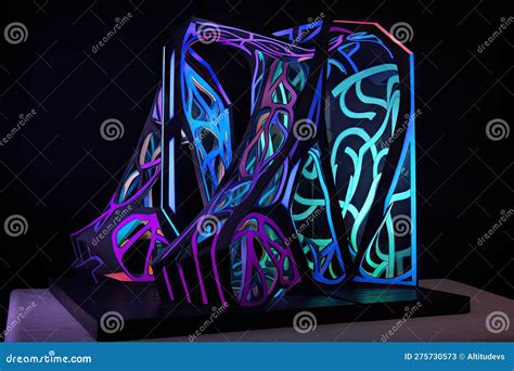 Blacklight And Uv Reactive Sculpture Of Abstract Design Stock Image