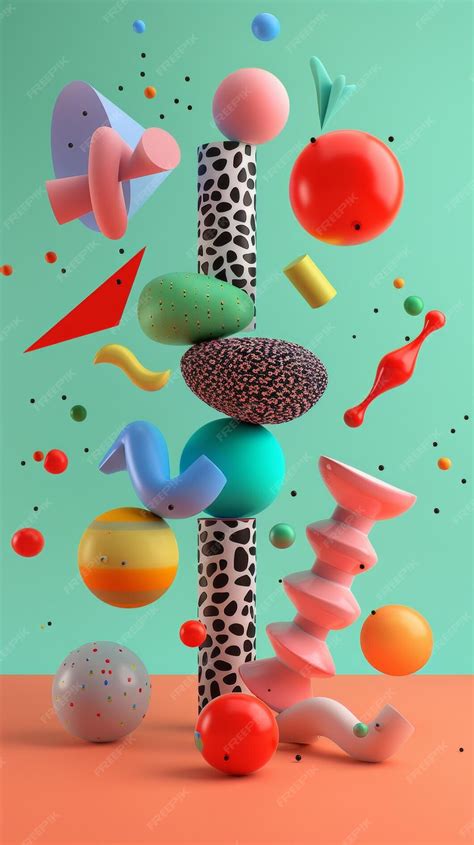 Playful And Vibrant Flying Objects In A Memphisinspired Color Palette 3d Style Isolated Flying Playful And Vibrant Flying Objects In A Memphisinspired Color Palette 3d Style Isolated Flying