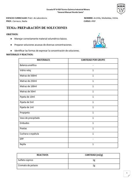 Preparación De Soluciones Pdf