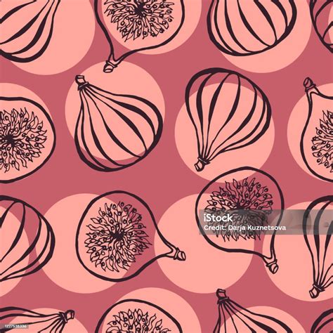 손으로 그린 과일 요소 무화과와 원활한 패턴 채식 벽지 디자인 포장 섬유 배경 디자인 엽서 및 포스터 0명에 대한 스톡 벡터 아트 및 기타 이미지 Istock