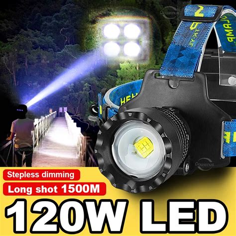 50000000LM 강력한 LED 헤드 라이트 120W 고성능 헤드 램프 USB 충전식 줌 헤드 손전등 18650 낚시 캠핑