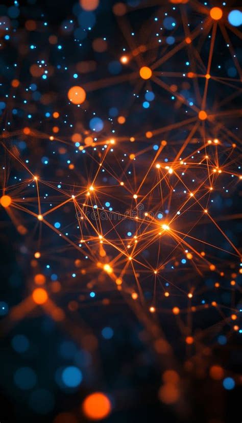 Futuristic Abstract Technology Network Illuminated Nodes And Lines For Banners And Social Media