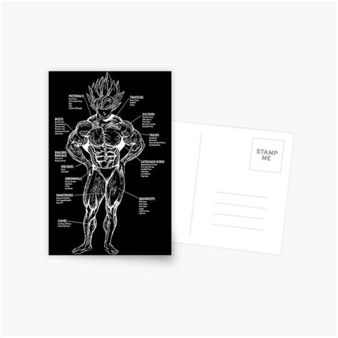Goku Muscle Chart Anatomy Diagram Anime Workout Postcard For Sale
