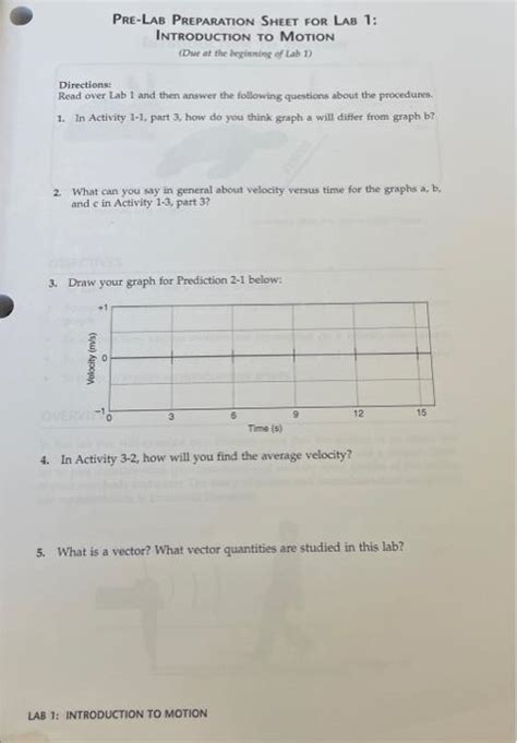Pre Lab Preparation Sheet For Lab Introduction To Chegg