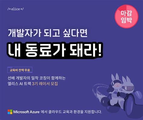 Microsoft Developer 😮무료 교육 Azure 클라우드 교육 받고 개발자 취업 성공하고 싶다면 엘리스코딩