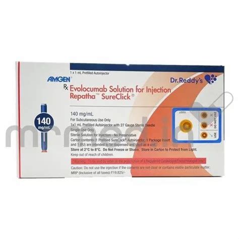 Evolocumab Liquid Repatha 140mg Injection Packaging Size 140 Mg Vial