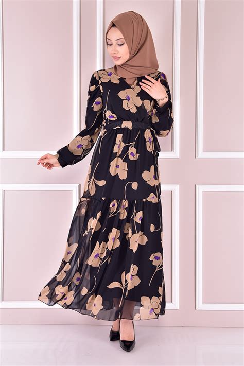 Moda Merve Vizon Şifon Elbise ElbiseBul