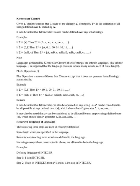 Kleene Star Closure Pdf String Computer Science Regular Expression
