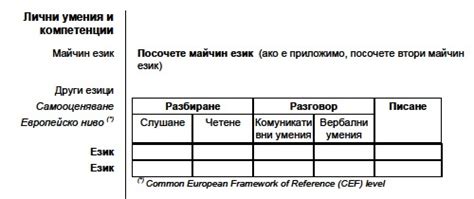 Попълване на автобиография Cv европейски формат