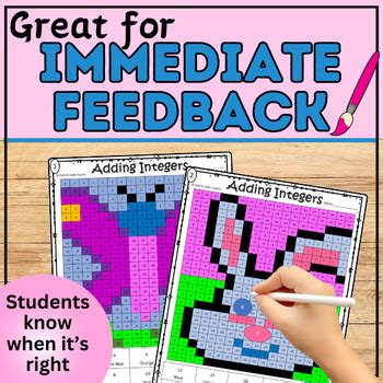 Adding Integers Color By Numbers Bunny Butterfly And Flower