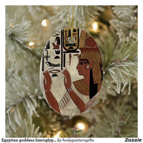 Egyptian Goddess Hieroglyphics Pattern Ceramic Ornament Cute Christmas