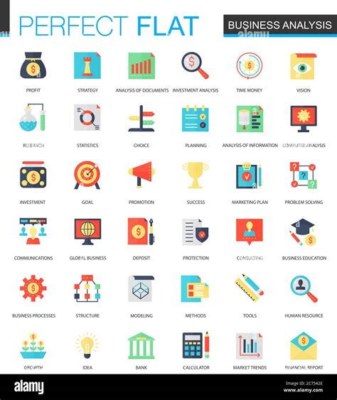 Vector Set Of Flat Business Analytics Icons Isolated Stock Vector Image Art Alamy