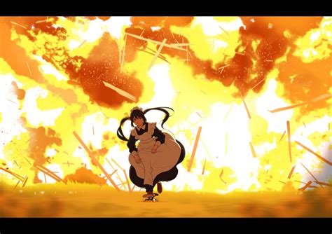 Safebooru 1girl Apron Brown Hair Commentary Explosion Long Hair Maid