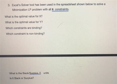 solved 3 excel s solver tool has been used in the