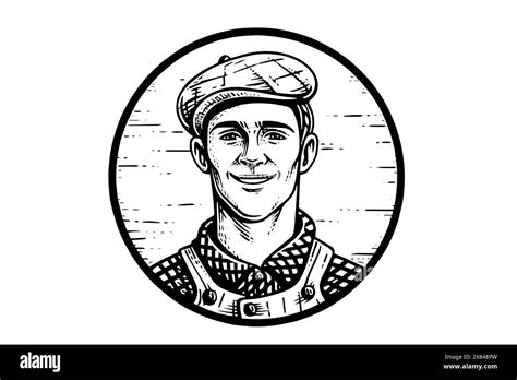 Cheesemaker Or Seller Drawing Ink Sketch Vintage Engraved Style Vector