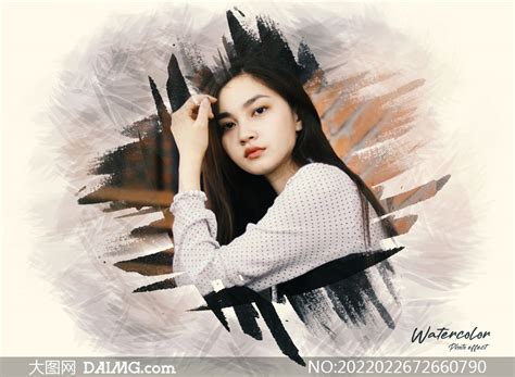 飞白墨迹笔触蒙版效果照片智能模板 大图网图片素材