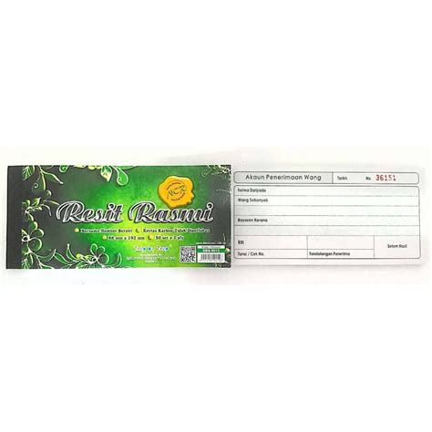 Official Receipt Resit Rasmi House Rental Receipt 88mm X 192mm
