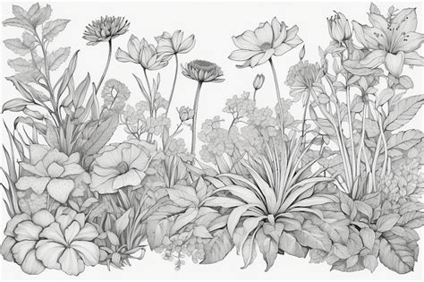 Botanical Coloring Book Pages Premium Ai Generated Image