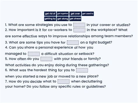Collocation Review Activity Questions Completar La Frase