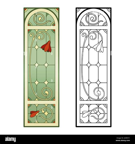 Stained Church Glass Worksheet Color Abstract Picture Stock Vector