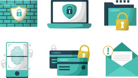 Digital Data Protection Design Element Set Cyber Security Illustration Set Cloud Computing