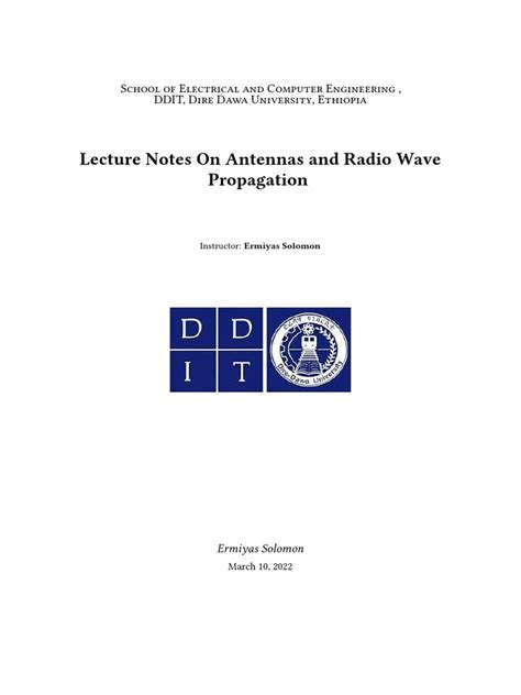 Lecture Notes On Antennas And Radio Wave Propagation Pdf Antenna