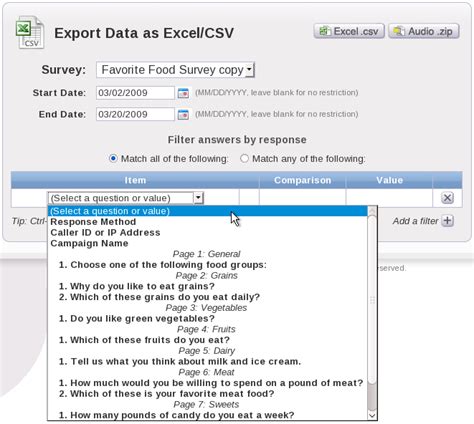 Plum Survey Documentation Exporting Data In Excel CSV Format