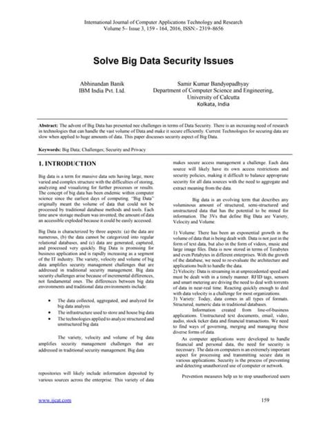 Solve Big Data Security Issues Pdf Computing Technology And Computing