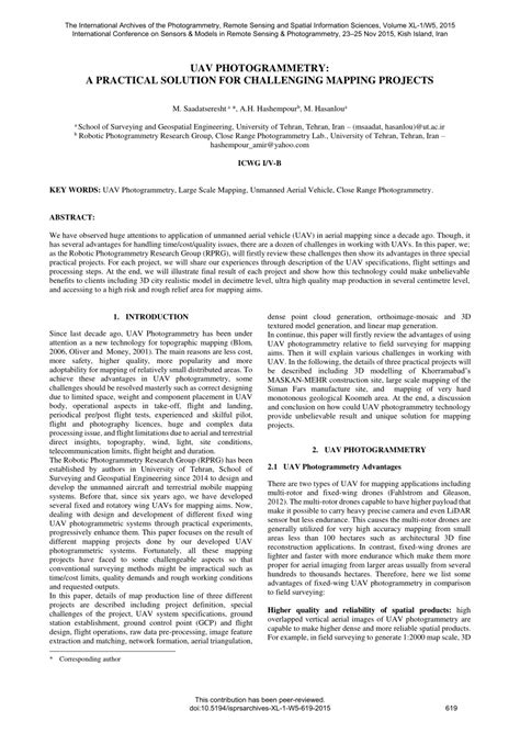 Pdf Uav Photogrammetry A Practical Solution For Challenging Mapping