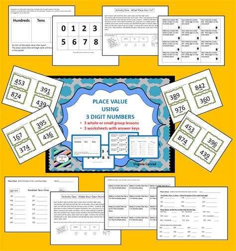 place value using 3 digit numbers math materials place values math
