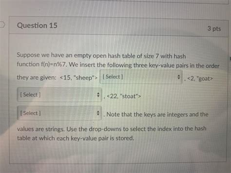 Solved Question 15 3 Pts Suppose We Have An Empty Open Hash