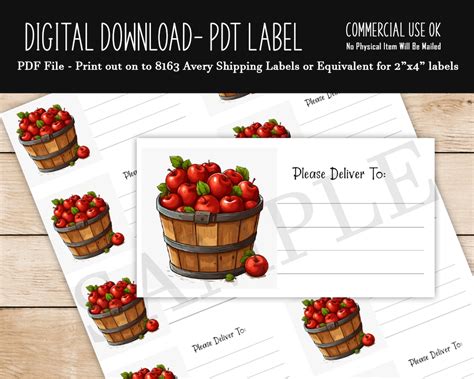 Bushel Of Apples Pdt Labels Commercial Use Avery 8163 Etsy