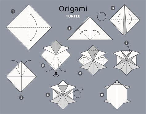 Tutorial Turtle Origami Scheme Isolated Origami Elements On Grey