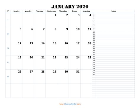 Printable Calendar 2020 Monthly
