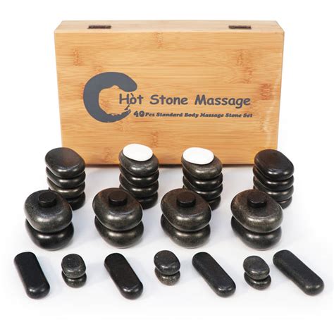 Master Massage 40 Piece Deluxe Hot Stone Massage Stone Set Kit Package Master Massage Equipments