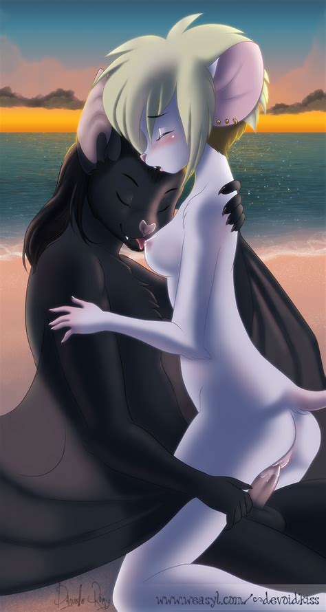 Rule 34 Anthro Bat Beach Blush Breasts Closed Eyes Cowgirl Position Devoid Kiss Female Fur