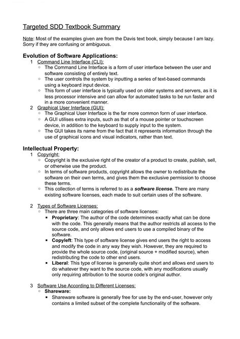 Sdd Complete Notes On The Textbook Software Design And Development