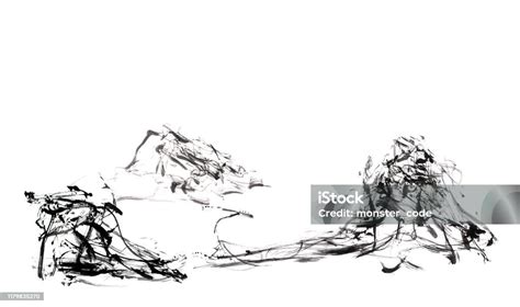 黑白抽象藝術極簡主義繪畫抽象水彩畫筆插圖水彩當代背景現代黑白向量圖形及更多山圖片 山 山脈 水彩畫 Istock